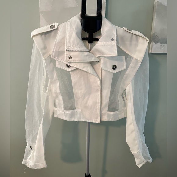 Madonna | Jackets & Coats | Nwt Madonna White Mesh Jacket With Silver ...